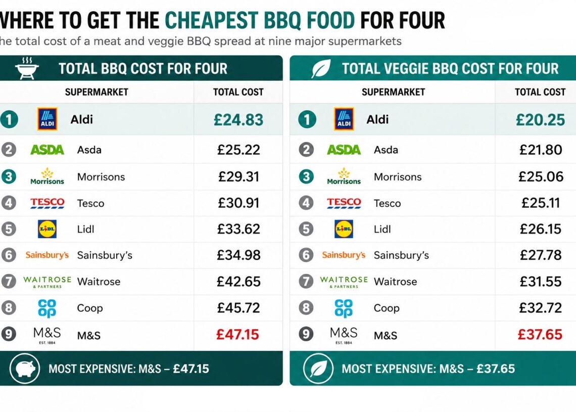 Aldi tops list as cheapest supermarket for family BBQ